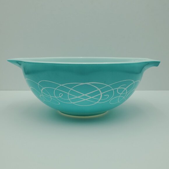 Pyrex | Dining | Pyrex Turquoise Scroll 25 Quart Cinderella Mixing Bowl ...